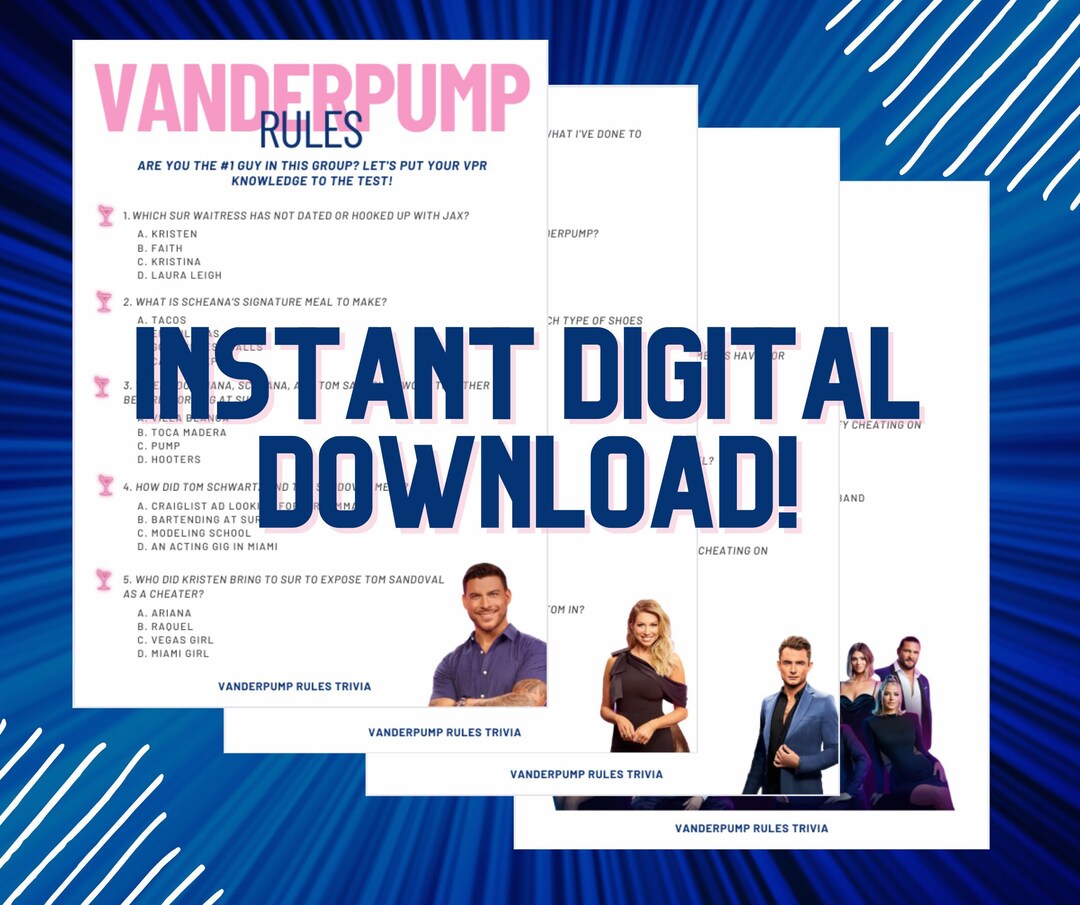 VANDERPUMP RULES TRIVIA 20 Questions Standard Difficulty - Etsy