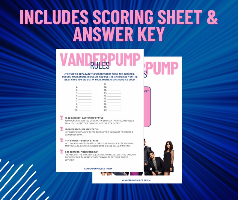 VANDERPUMP RULES TRIVIA 20 Questions Standard Difficulty - Etsy