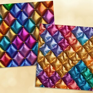 Printable Rainbow Quilted Digital Papers, Tufted Pages, Upholstery ...