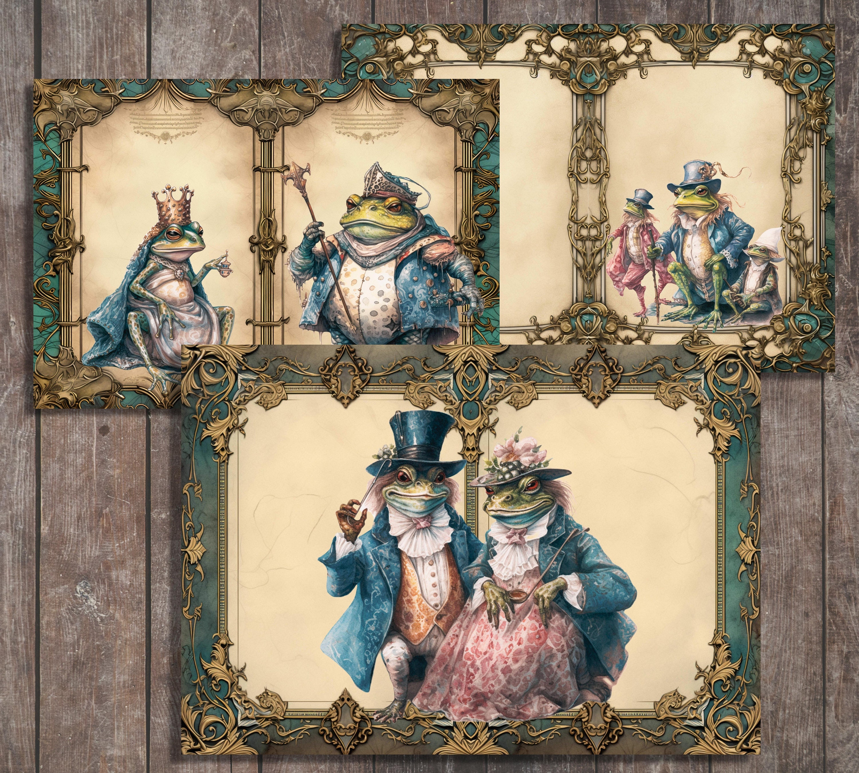 Printable Victorian Frog Digital Paper Dressed Animal - Etsy