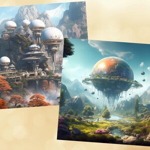 Printable Futurism Digital Papers, Futuristic Pages, Fantasy Background ...