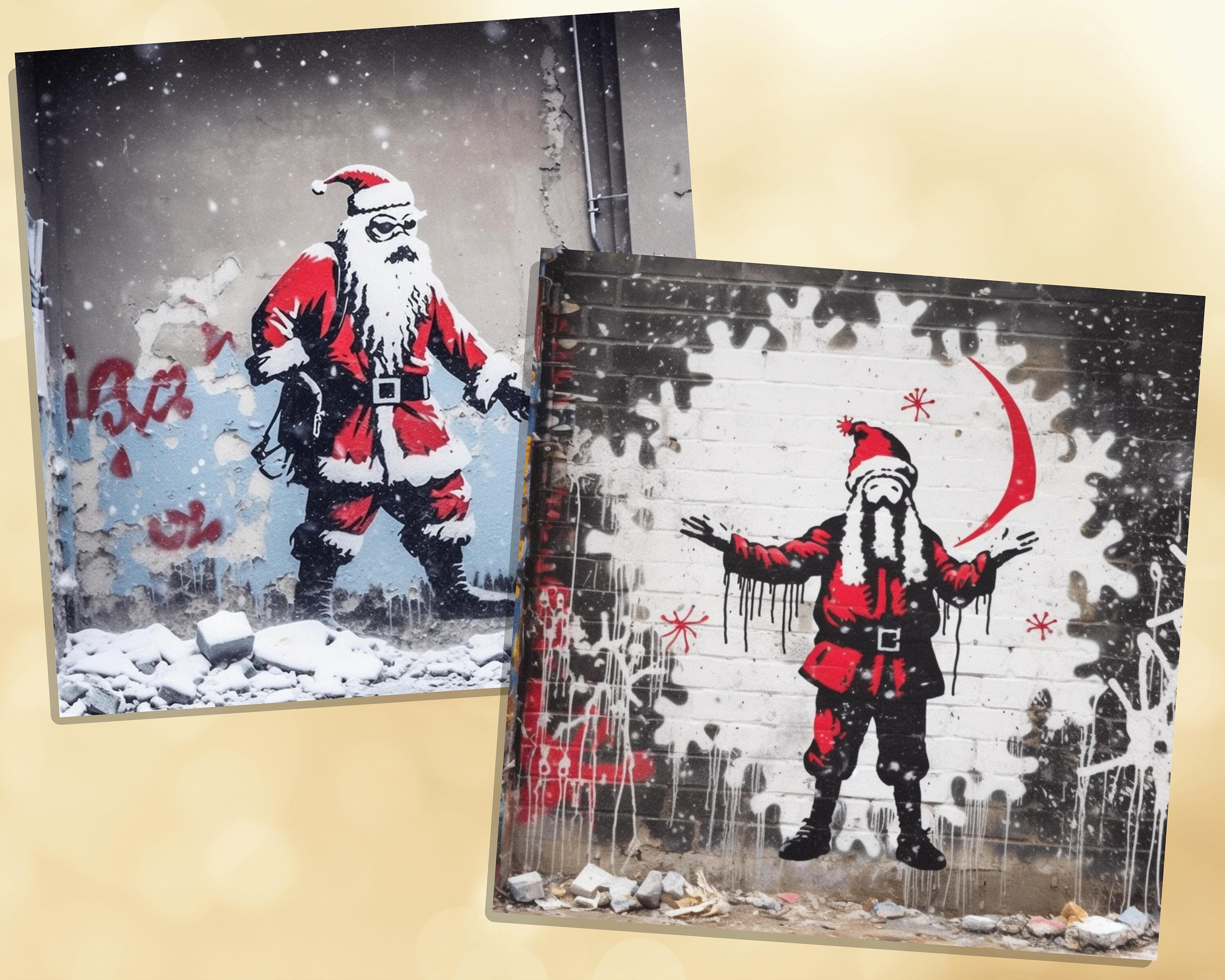 Printable Banksy Style Christmas Digital Paper Xmas Page - Etsy