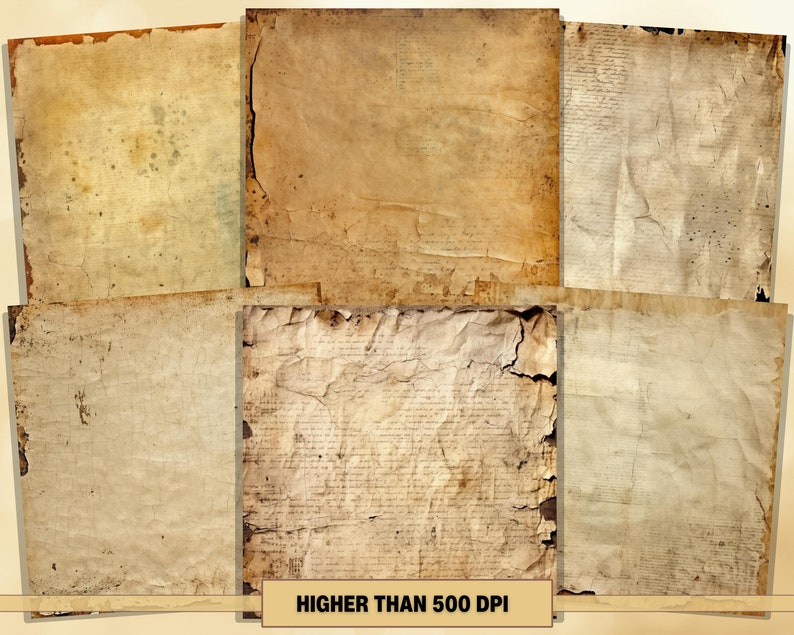 Printable Old Paper Textures Digital Papers, Grunge Pages, Distressed ...