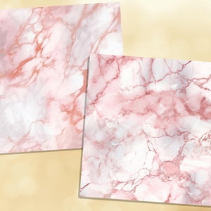 Printable Rose Gold Marble Digital Papers, Marble Pages, Pink & White ...