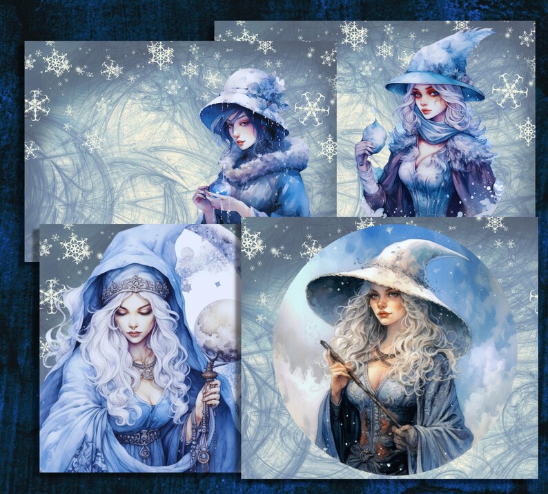 Printable Snow Witch Ice Digital Paper Frozen Witchy - Etsy