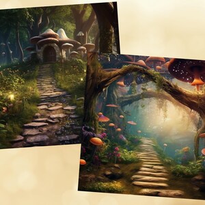 Printable Enchanted Forest Digital Paper, Magic Forest Page, Woodland ...