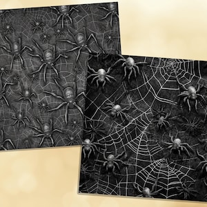 Printable Creepy Spider Digital Paper, Scary Cobweb Pages, Goth ...