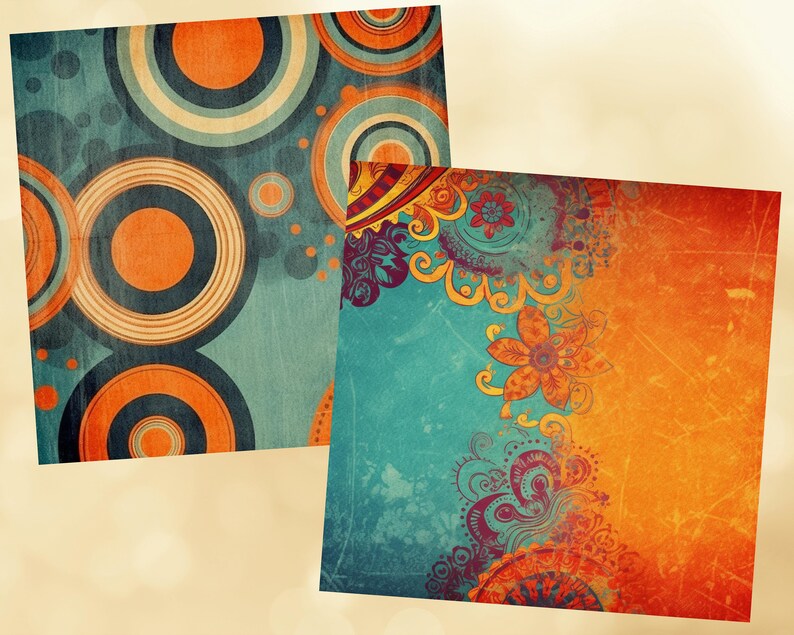 Printable Retro Digital Paper, Vintage Pages, Grunge Background, Boho ...