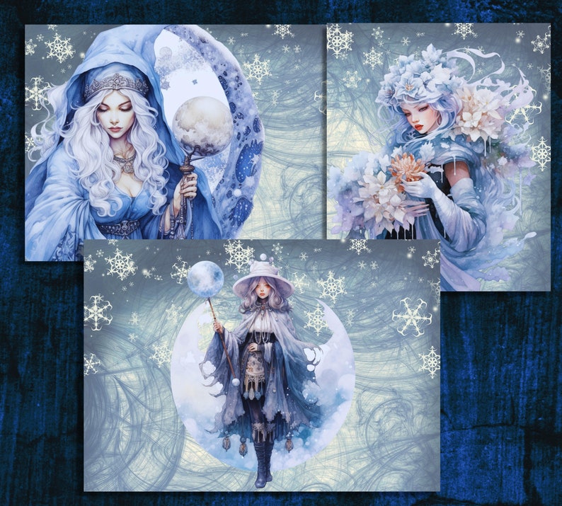 Printable Snow Witch Ice Digital Paper Frozen Witchy - Etsy