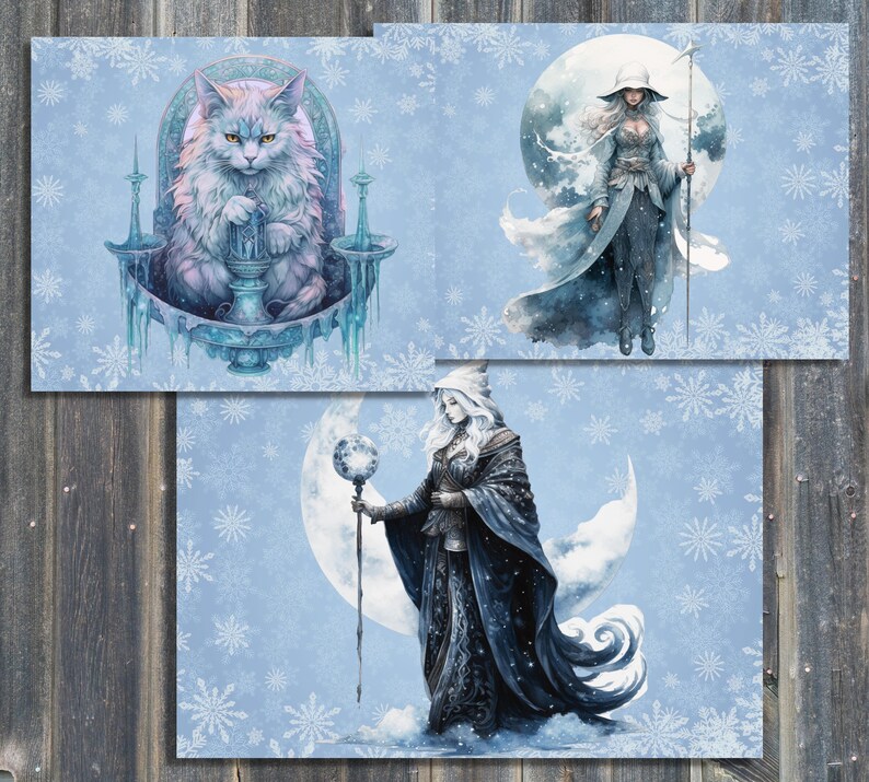 Printable Icy Witch Digital Paper Snow Witchy Ephemera - Etsy
