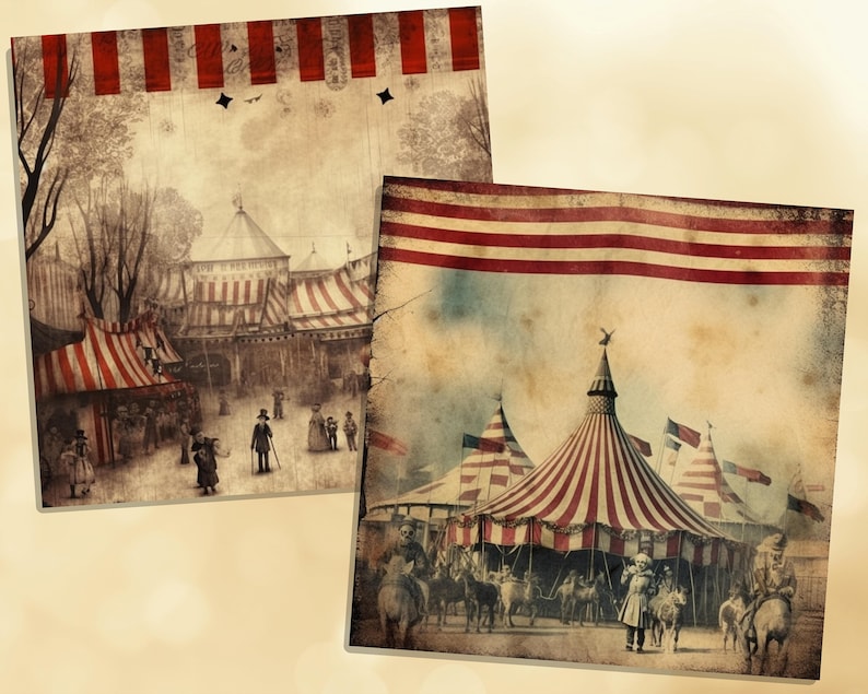 Printable Creepy Circus Digital Papers Scary Carnival Pages - Etsy