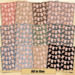 Printable 200 Seamless Bunting Flags Pattern Digital Papers, Bunting ...