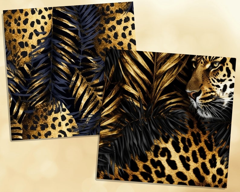 Printable Black & Gold Leopard Digital Papers Art Deco Style - Etsy