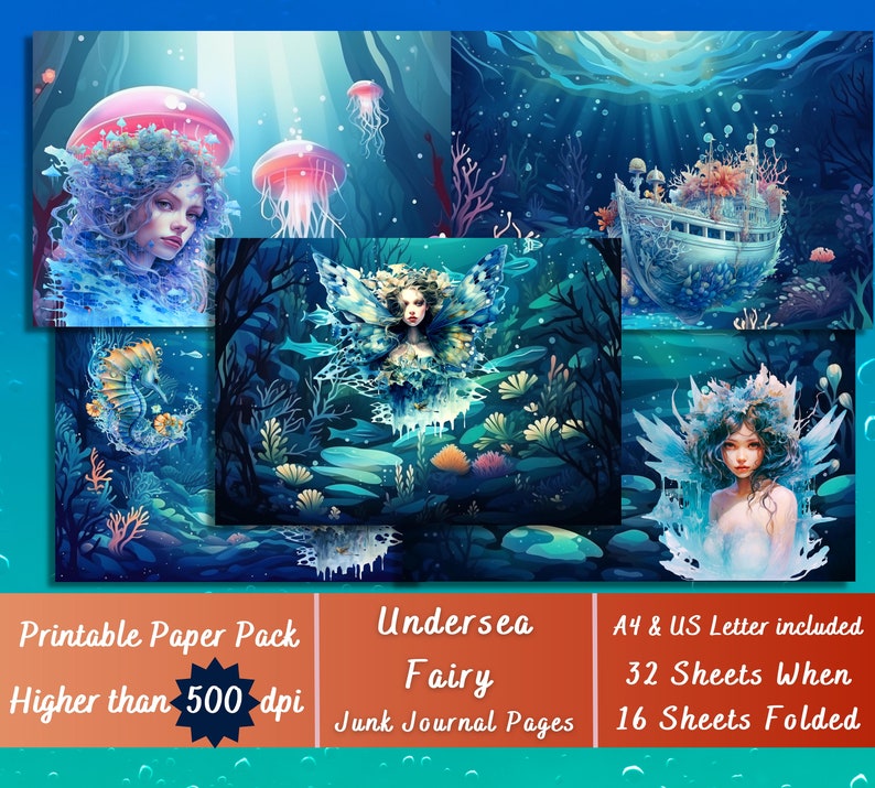 Printable Undersea Fairy Digital Paper Enchanted Fairies - Etsy