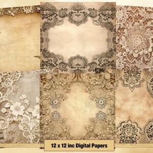 Printable Old Lace Digital Paper, Victorian Laced Pages, Parchment ...