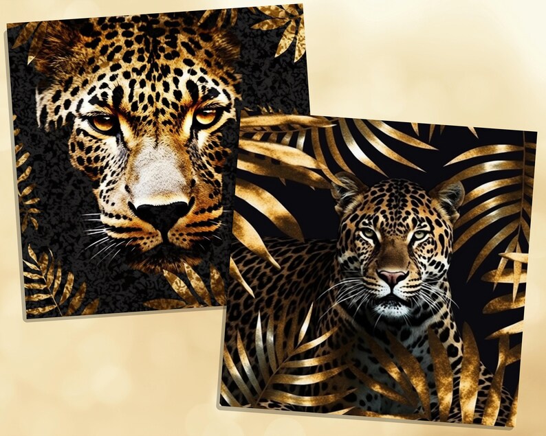 Printable Black & Gold Leopard Digital Papers Art Deco Style - Etsy