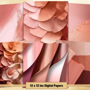 Printable Rose Gold Gradients Digital Papers, Ombre Pages, Pink ...