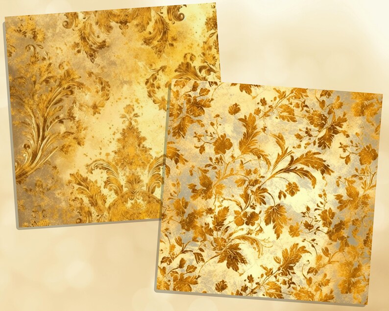 Printable Baroque Patterns Digital Papers, Gold Shabby Pages, Rococo ...