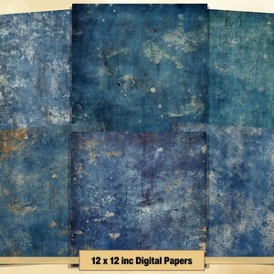 Printable Distressed Navy Textures Digital Papers, Blue Grunge Pages ...
