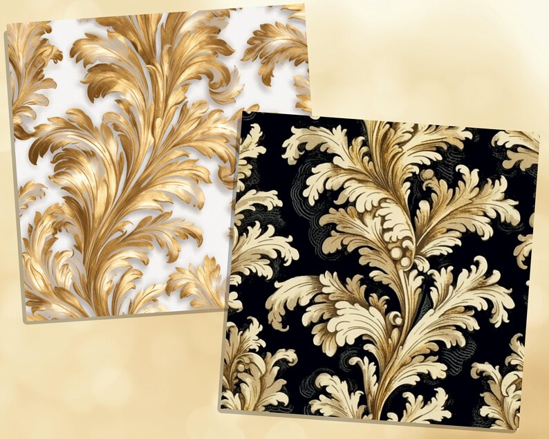 Printable Baroque Patterns Digital Papers Gold Shabby Pages - Etsy