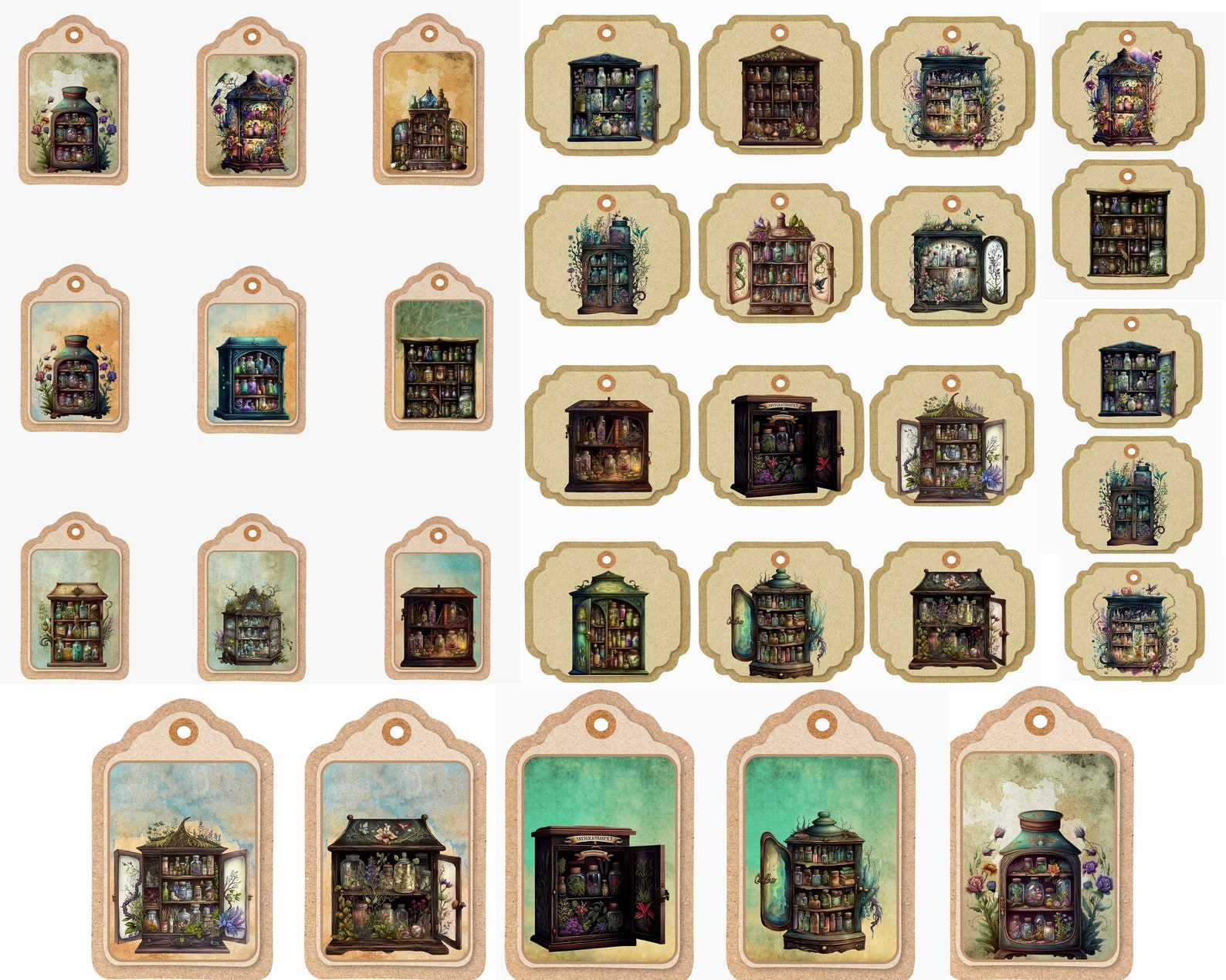 Victorian Cabinet Junk Journal Scrapbook Digital Papers Kit, Fussy Cuts ...