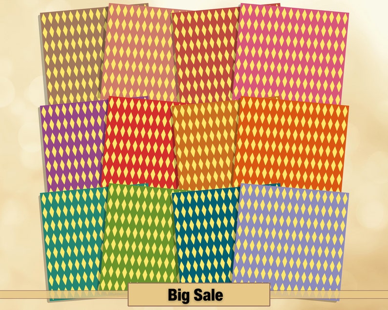 Printable 200 Seamless Argyle Pattern Digital Papers, Argyle Colour ...