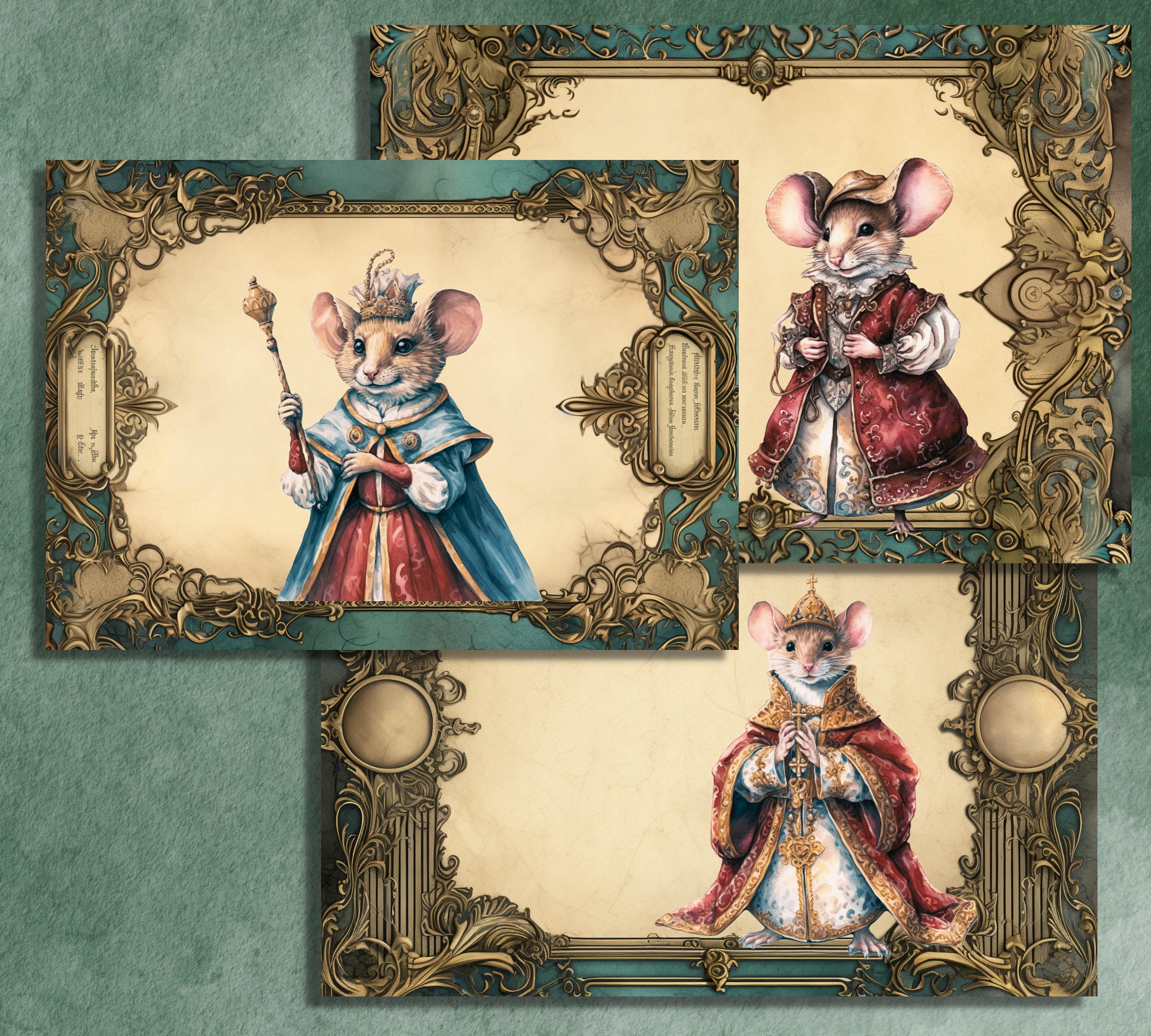 Printable Victorian Mouse Digital Paper Dressed Animals - Etsy