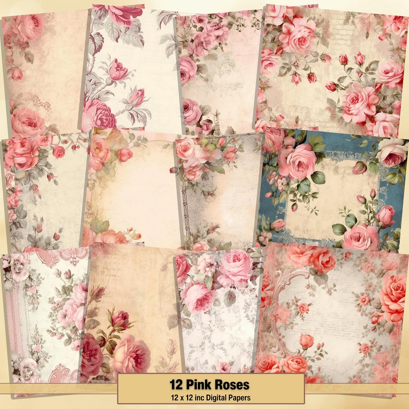 Roses Digital Paper - Etsy