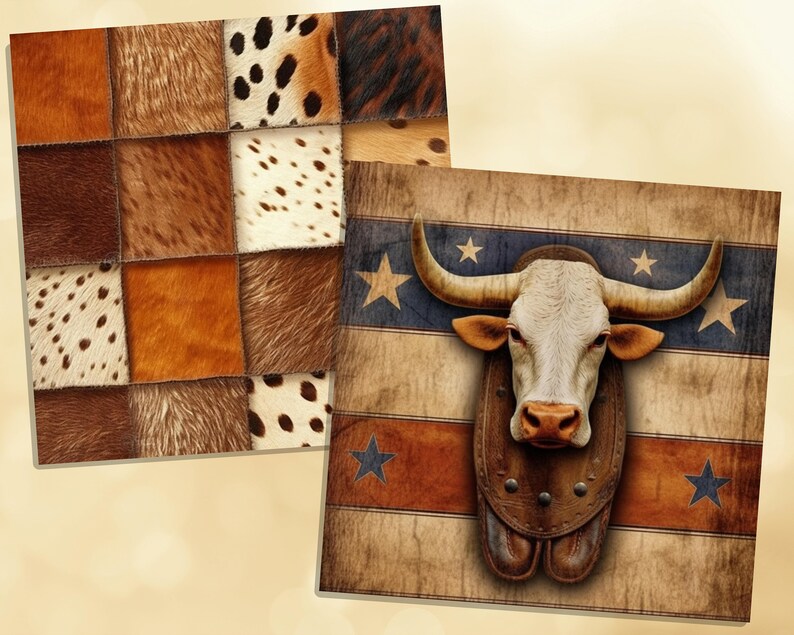 Printable Western Textures Digital Papers, Wild West Pages, Cowboy ...
