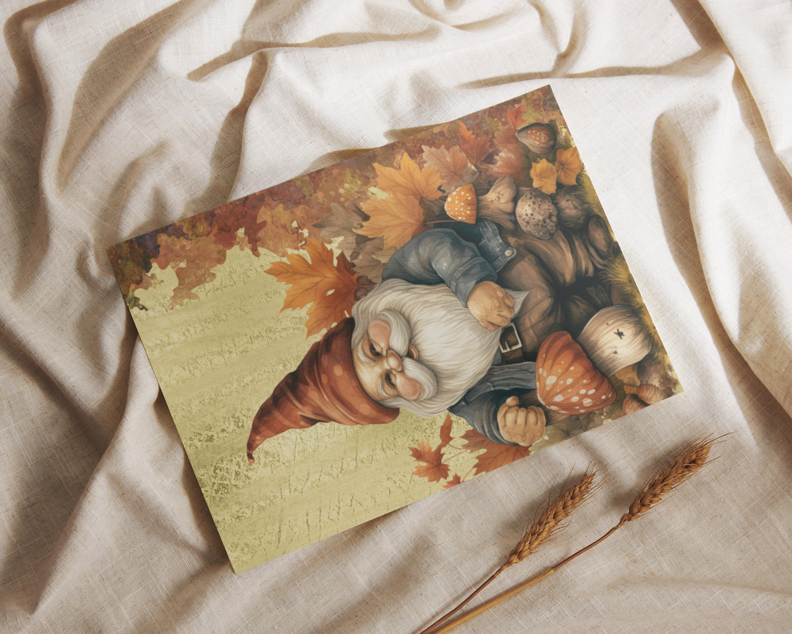 Printable Cute Fall Gnome Dwarf Digital Papers Autumn Garden - Etsy