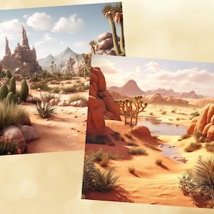 Printable Western Desert Digital Paper, Sahara Landscape Page, Cactus ...
