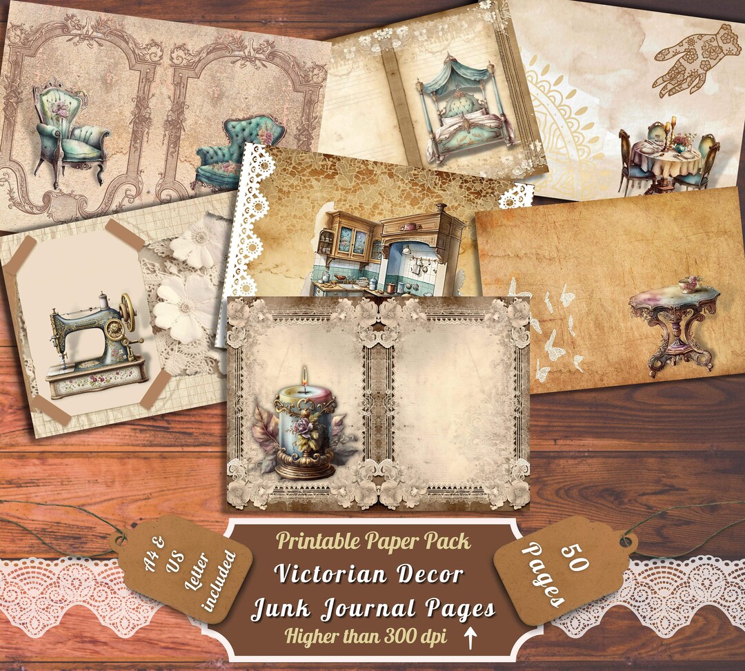 Printable Victorian Decor Digital Paper, Vintage Decor Ephemera ...