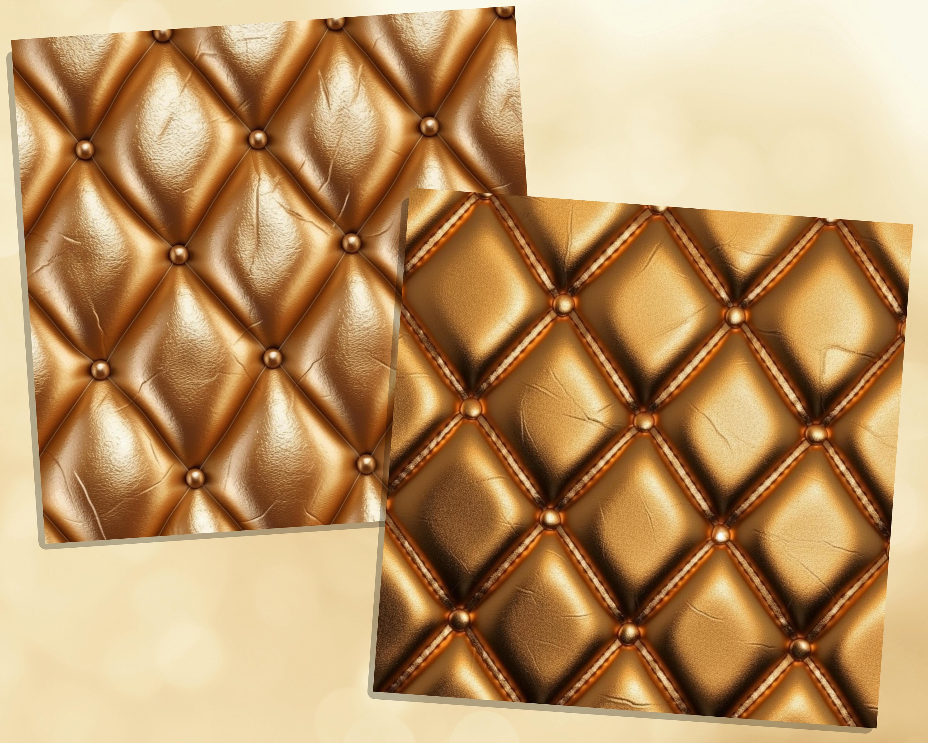 Printable Gold Brown Tufted Digital Papers, Quilted Pages, Upholstery ...