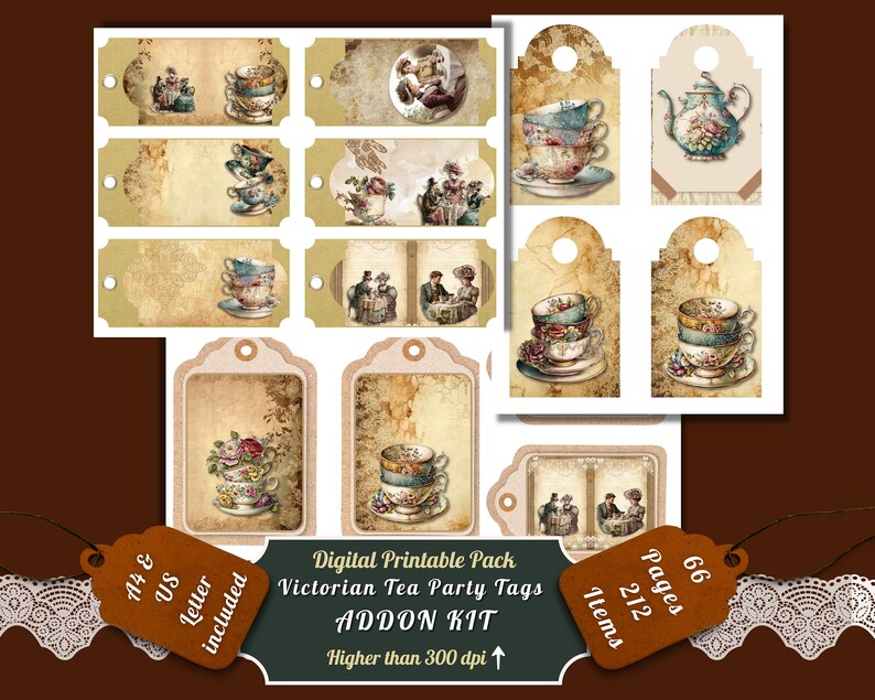Printable Victorian Tea Party Digital Papers Mega Bundle - Etsy