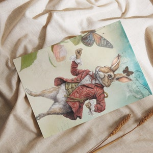 Printable Rabbit Watercolour Digital Paper, Dressed Animals Ephemera ...