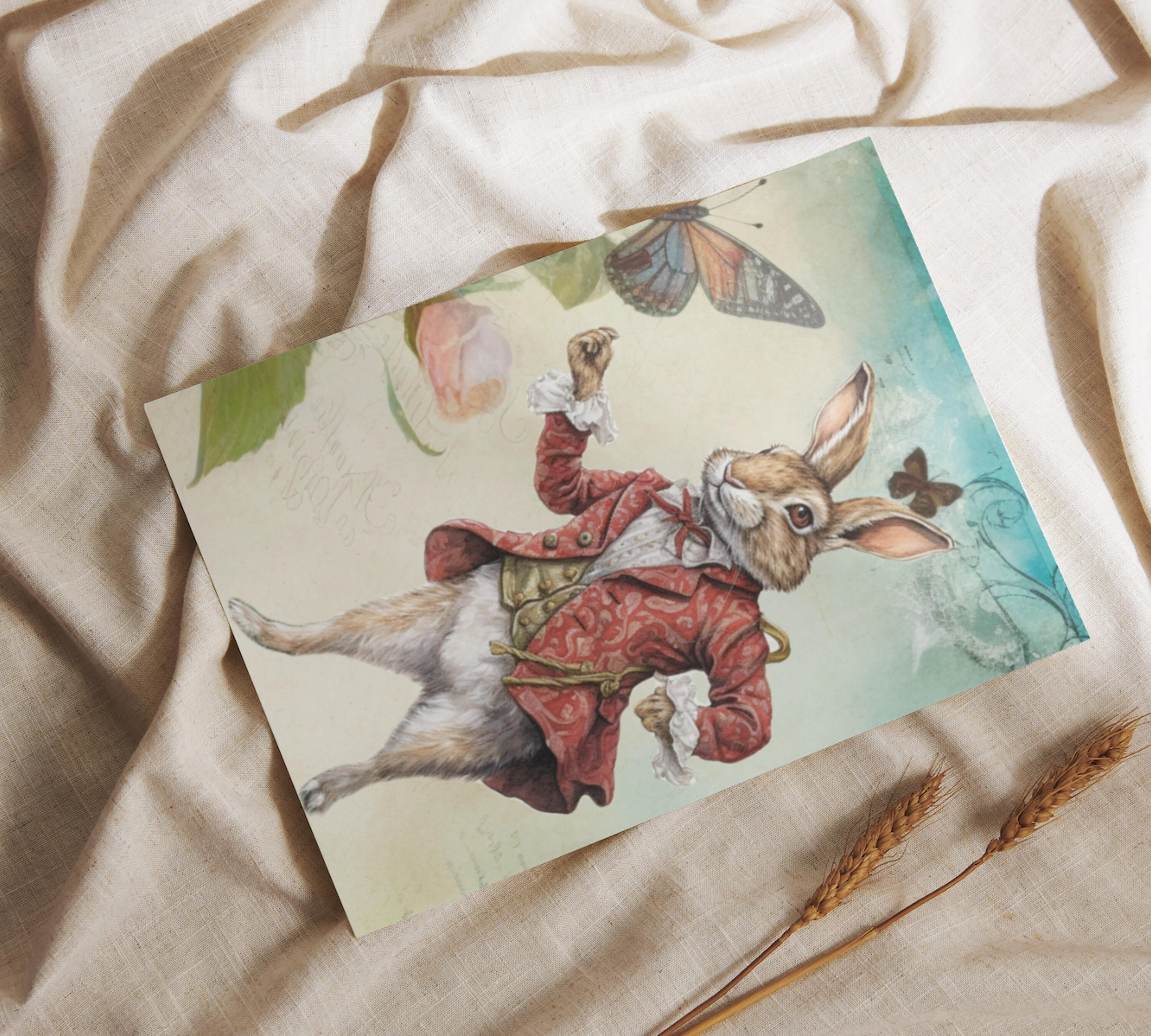 Printable Rabbit Watercolour Digital Paper Dressed Animals - Etsy