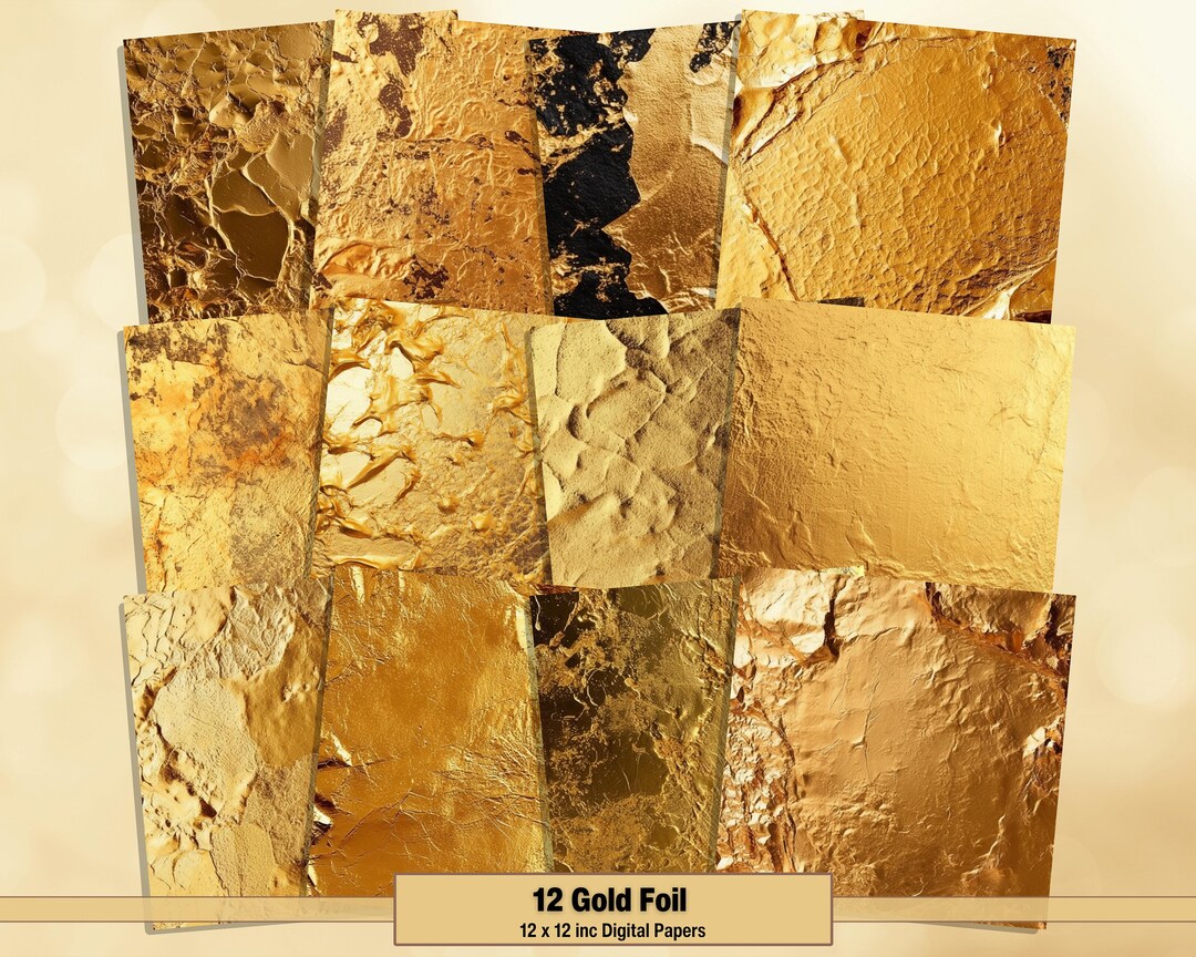 Printable Gold Foil Digital Papers, Shimmer Textures Page, Glam ...