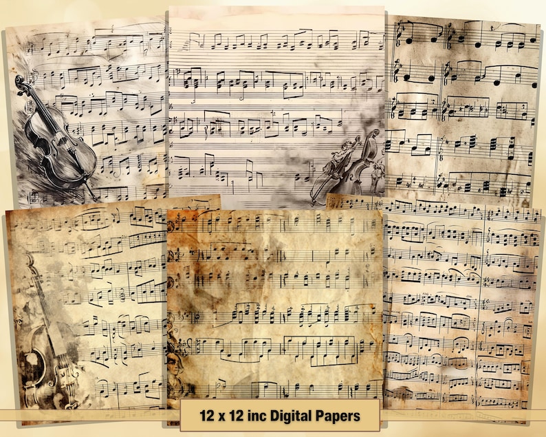 Printable Vintage Sheet Music: Aged Paper Ephemera (digital Download ...