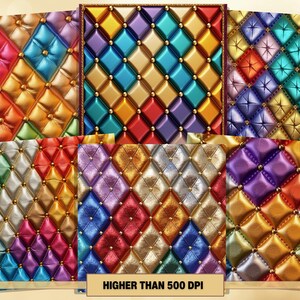 Printable Rainbow Quilted Digital Papers, Tufted Pages, Upholstery ...