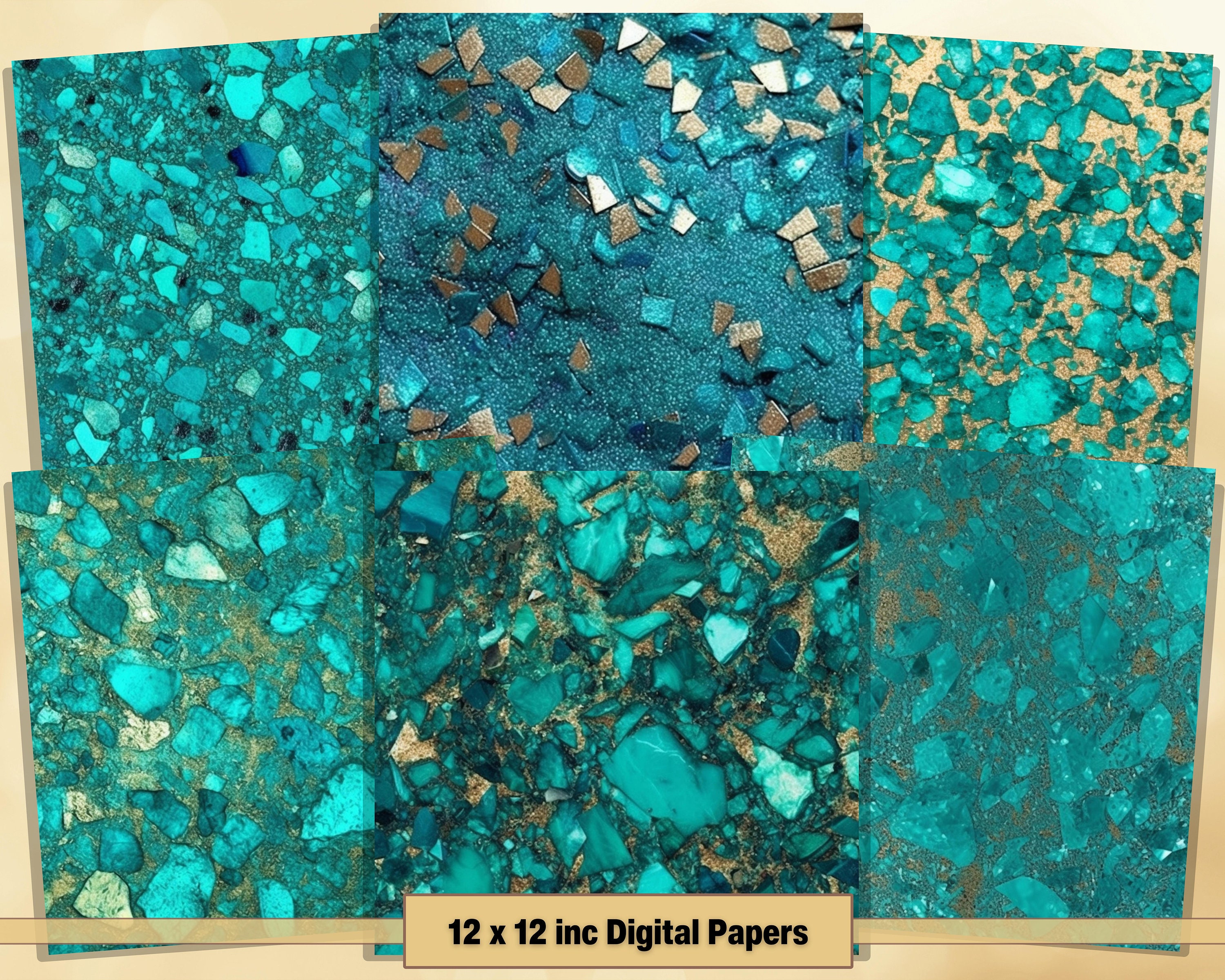 Printable Turquoise Glitter Digital Papers, Cyan Textures Pages, Blue ...