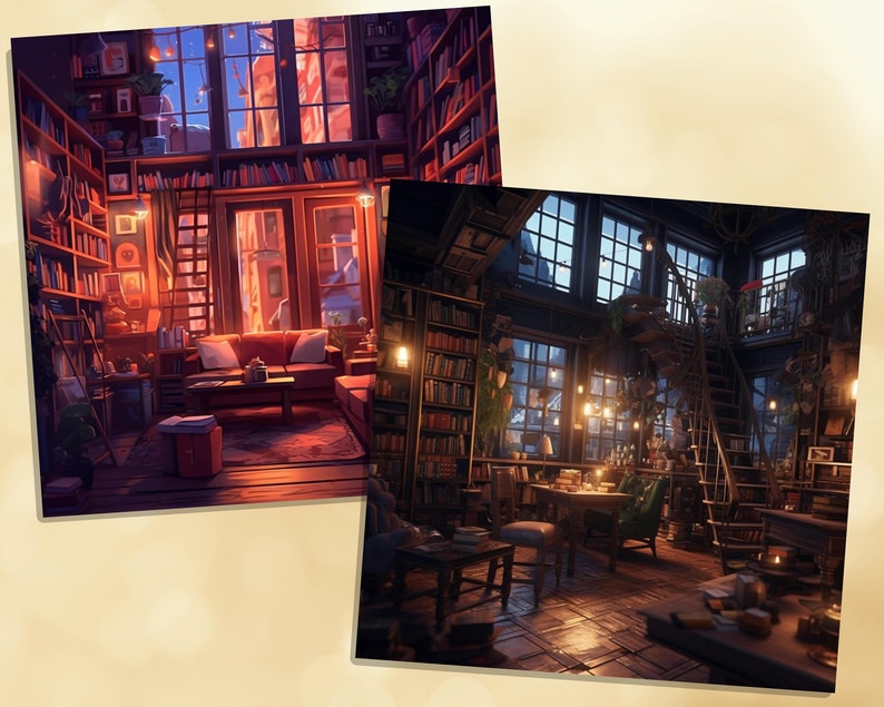 Printable Cozy Bookstore Digital Papers, Dark Academia Pages, Reading ...