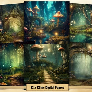 Printable Enchanted Fairy Forest Digital Papers, Fantasy Pages ...