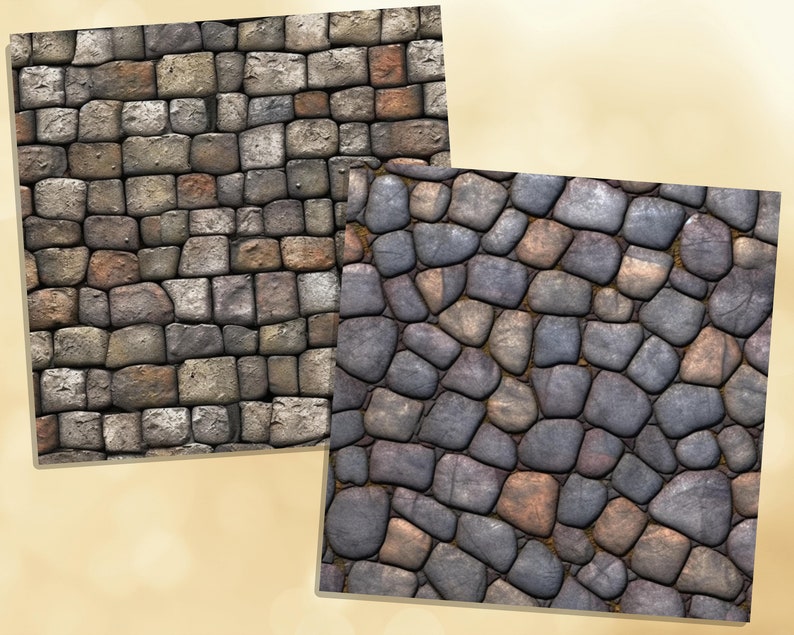 Printable Cobblestone Textures Digital Papers, Rustic Stone Pages ...