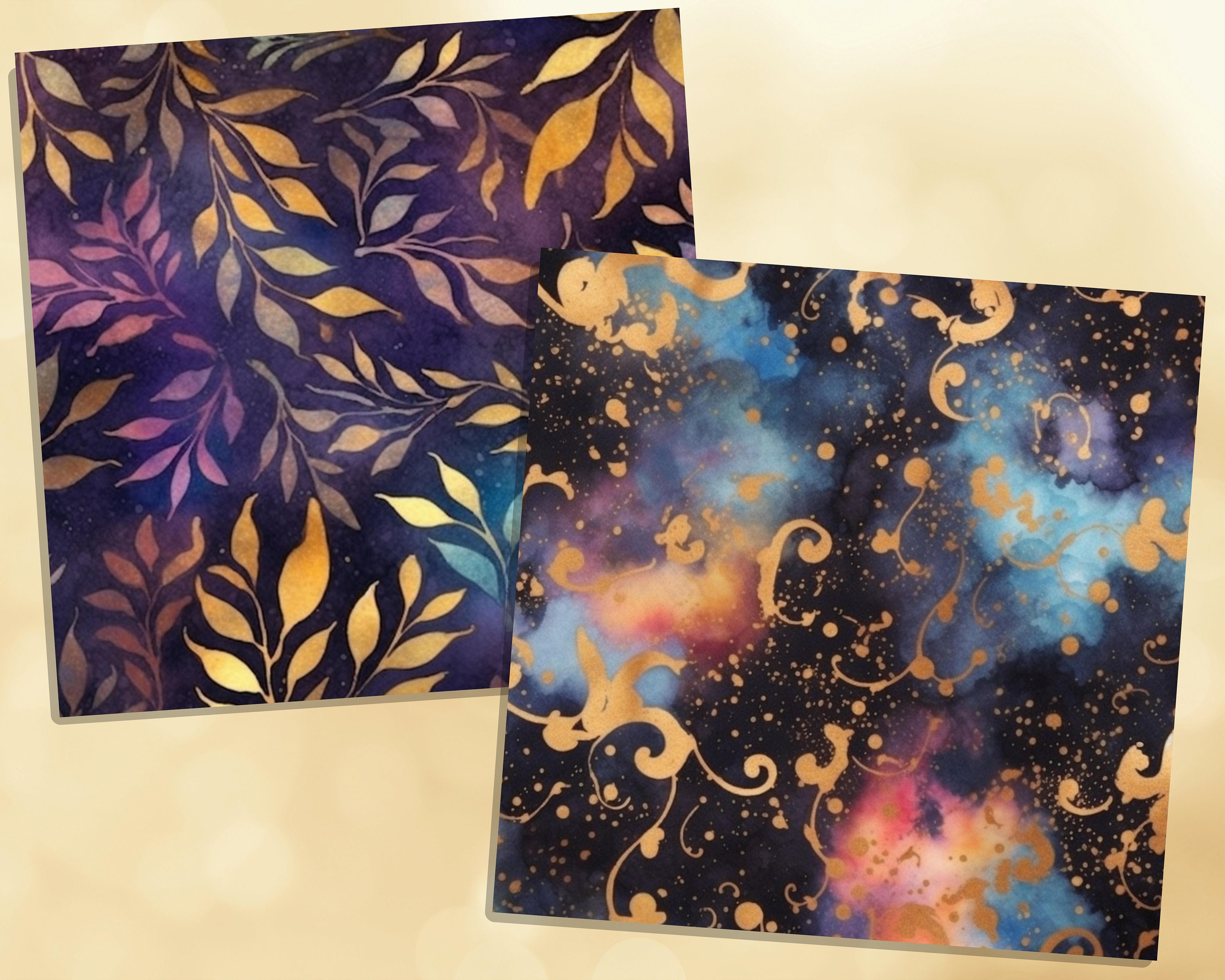 Printable Dark Fantasy Watercolor Digital Papers Celestial - Etsy