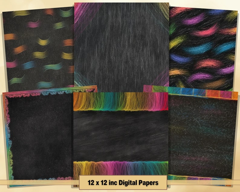 Printable Rainbow Chalkboard Digital Papers Blackboard Pages - Etsy