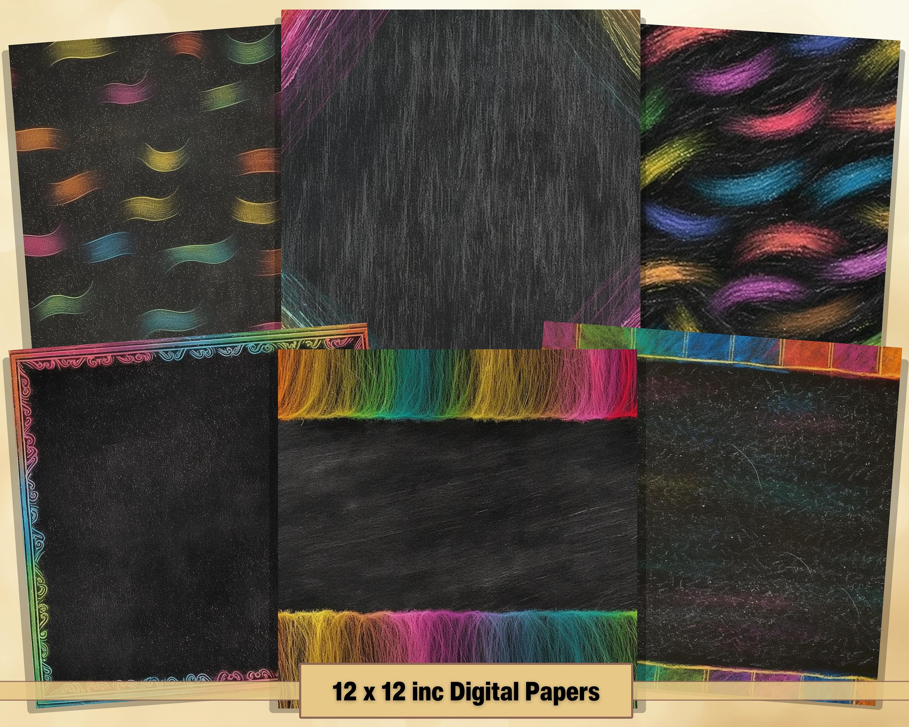 Printable Rainbow Chalkboard Digital Papers Blackboard Pages - Etsy