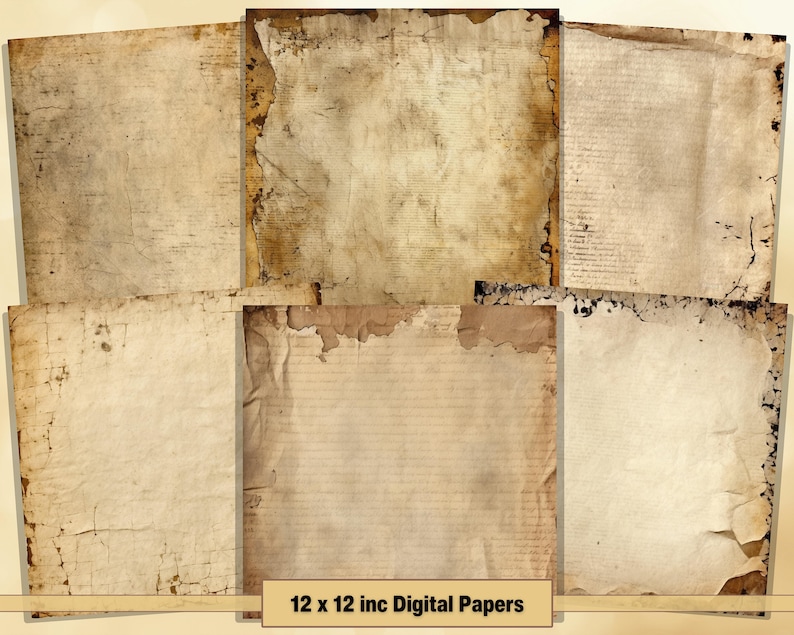Printable Old Paper Textures Digital Papers, Grunge Pages, Distressed ...