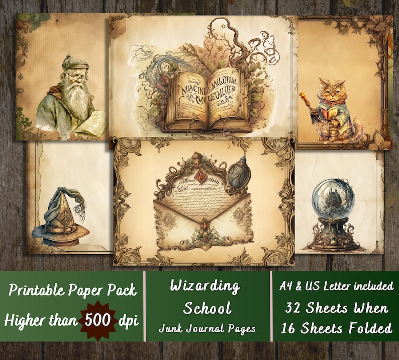 Printable Magic School Digital Paper Book of Shadows - Etsy