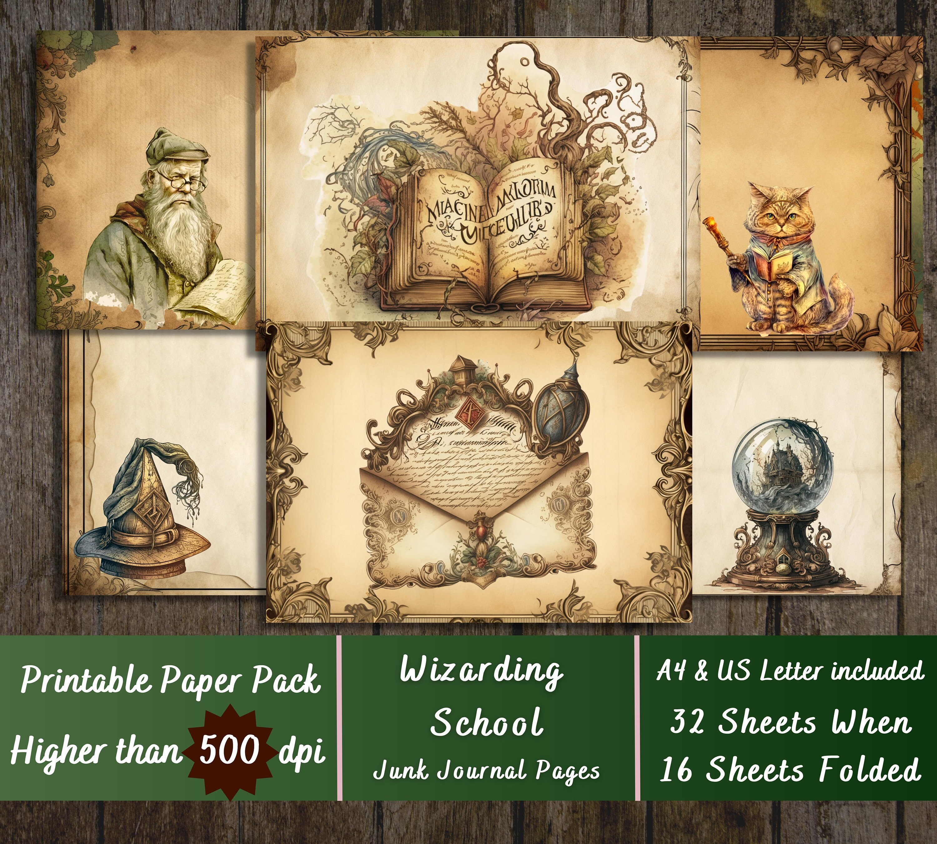 Printable Magic School Digital Paper Book of Shadows - Etsy