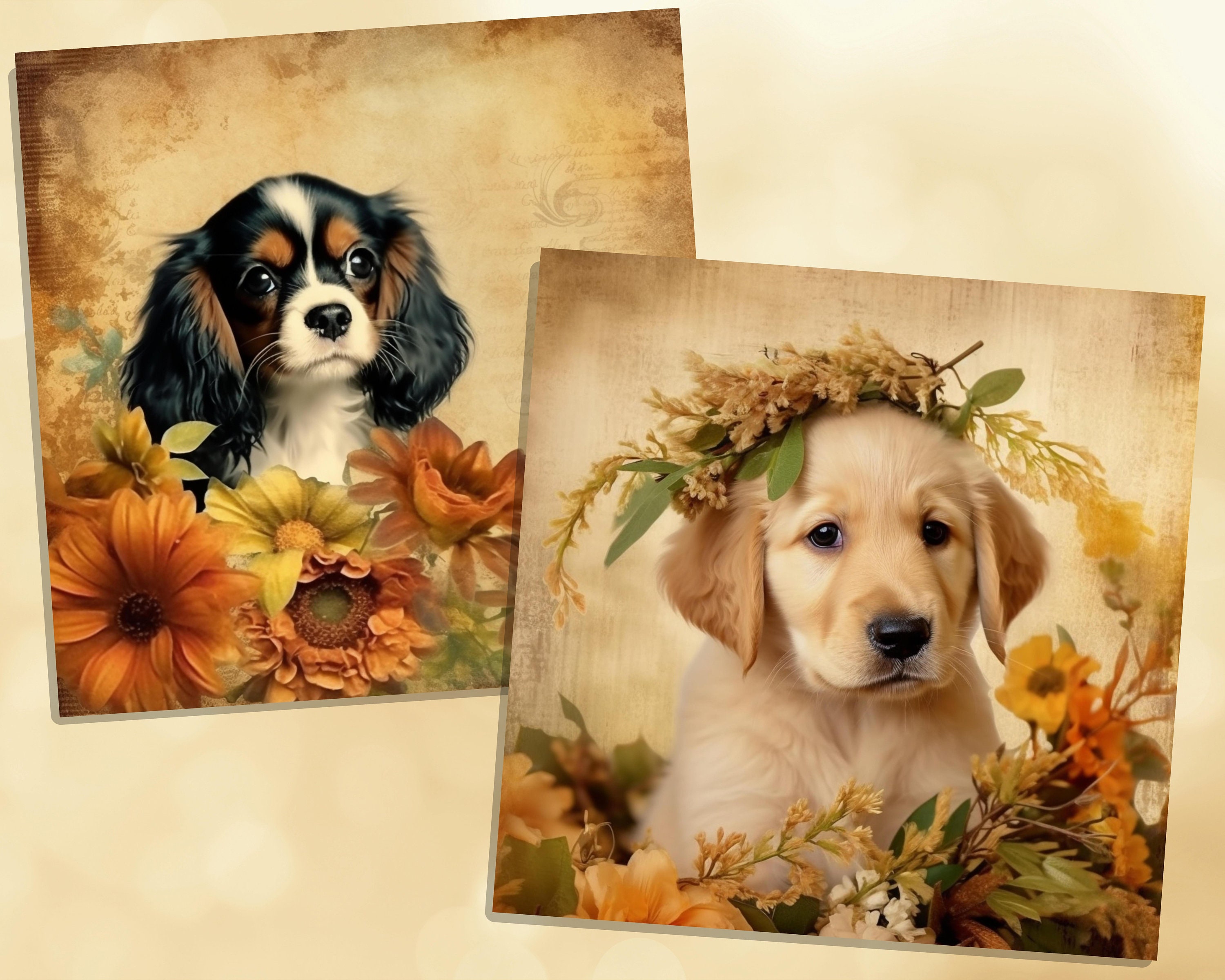 Printable Cute Puppy Digital Papers Floral Puppy Pages Cute - Etsy ...